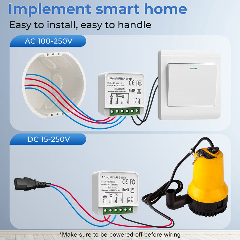 SMATRUL 16A Smart WiFi Relay Switch, 2-Way Relay Module Support DC/AC Power