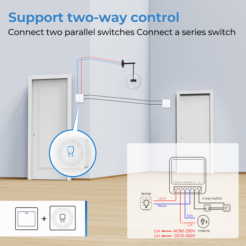 SMATRUL 16A Smart WiFi Relay Switch, 2-Way Relay Module Support DC/AC Power