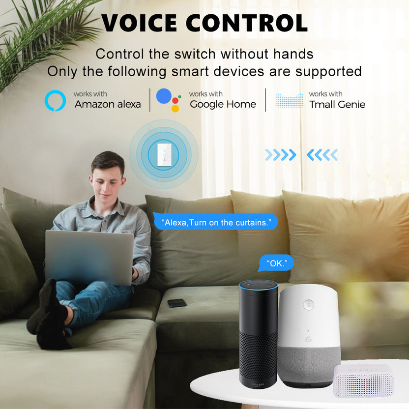 SMATRUL Smart WiFi Curtain Switch Motorized Roller Blinds Shutter Switch