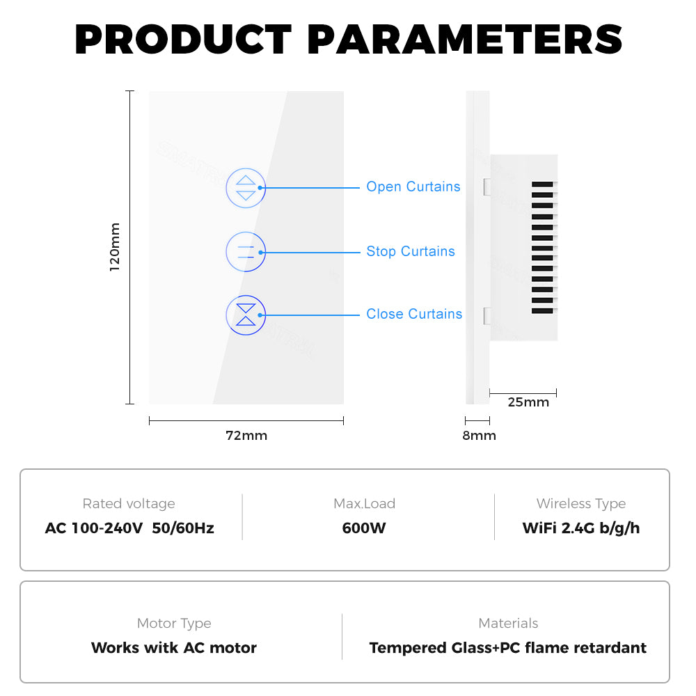 SMATRUL Smart WiFi Curtain Switch Motorized Roller Blinds Shutter Switch