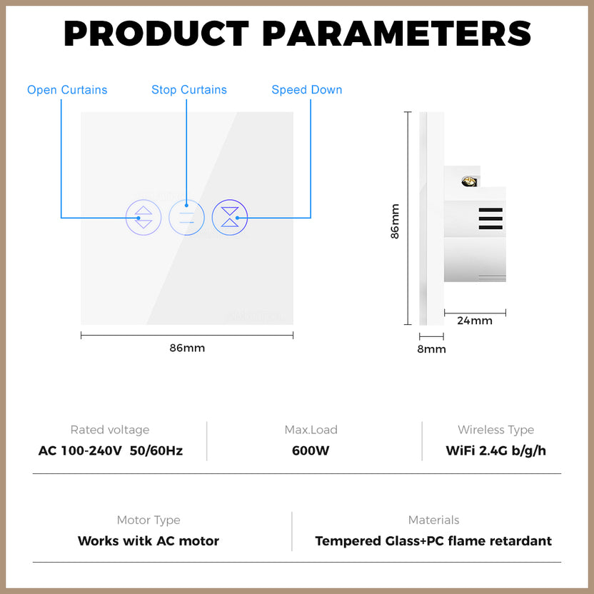 SMATRUL Smart WiFi Curtain Switch Motorized Roller Blinds Shutter Switch